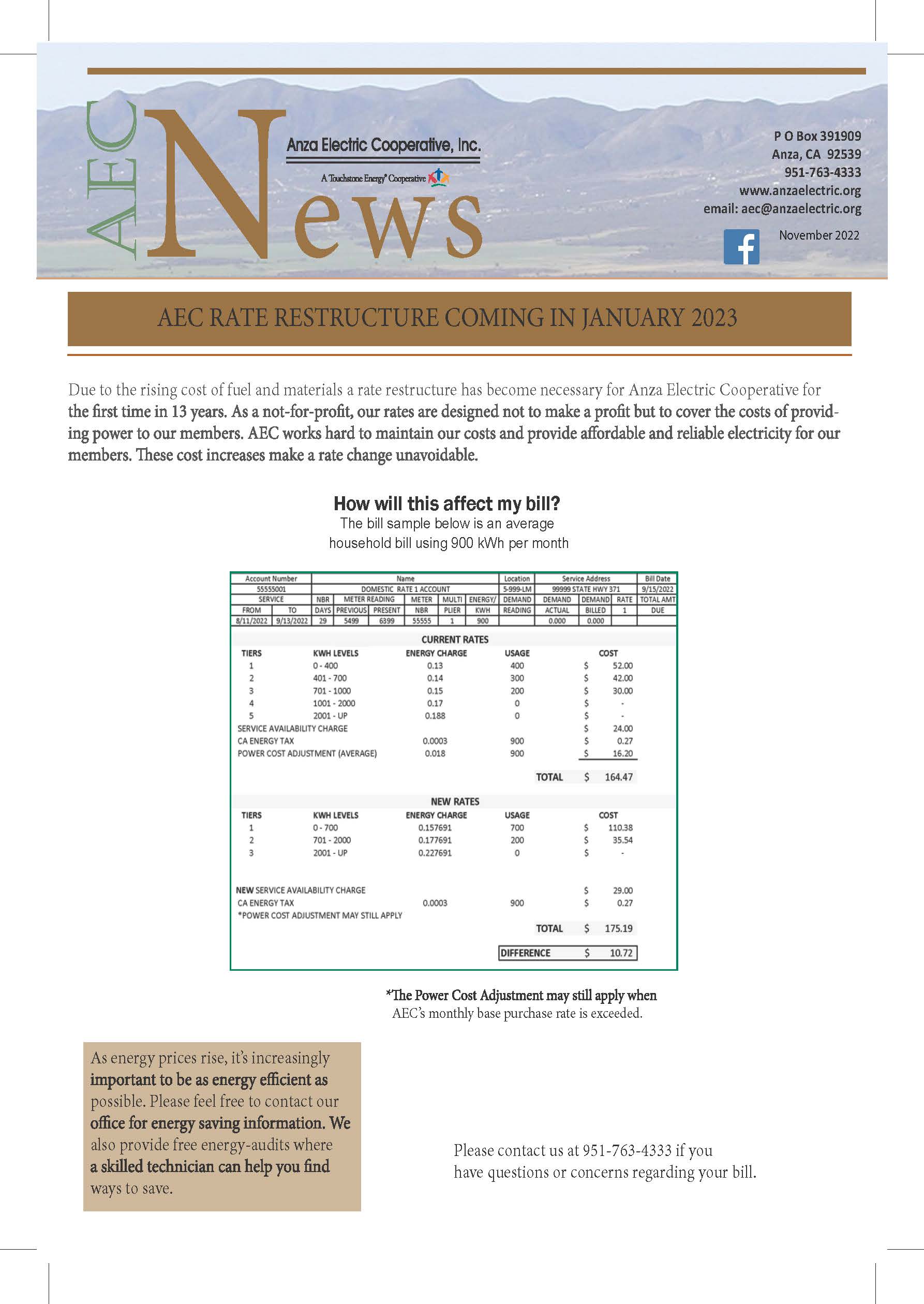 Bill Inserts | Anza Electric Cooperative, Inc